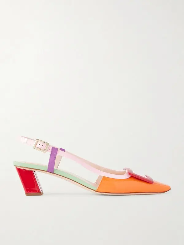 ROGER VIVIER Belle Vivier 45 Patent-leather Slingback Pumps