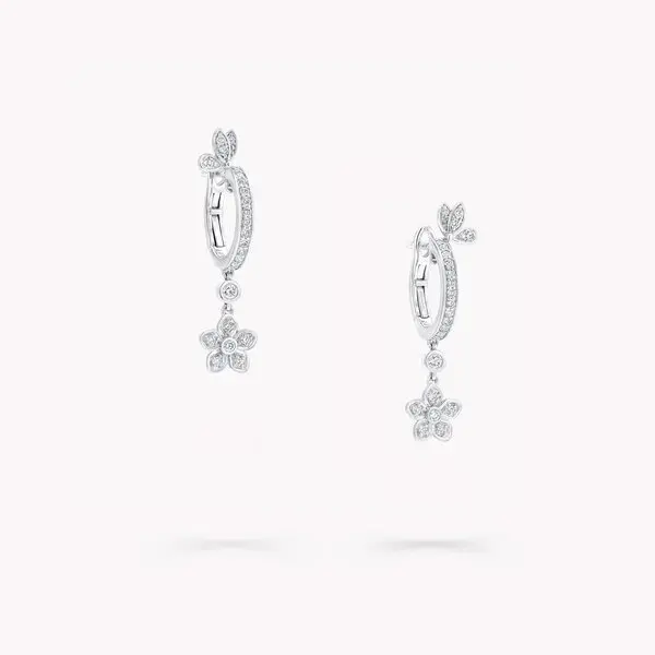 Graff Butterfly And Flower Diamond Hoop Earrings