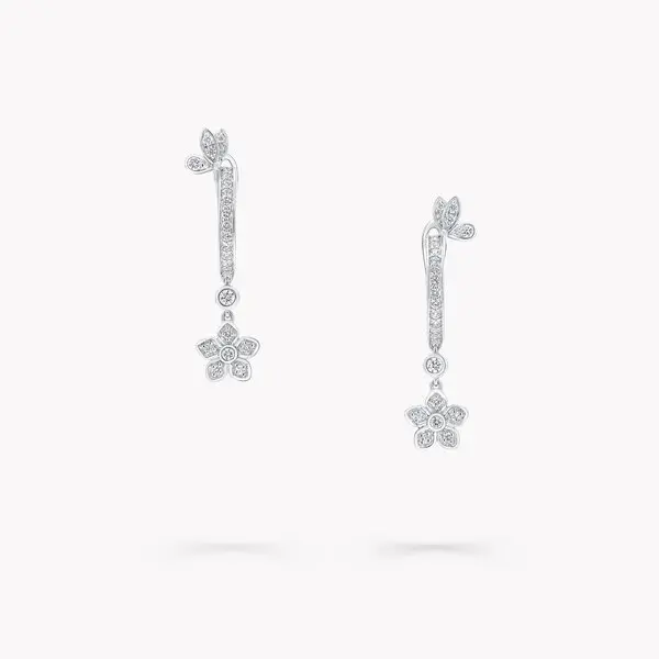 Graff Butterfly Diamond Hoop Earrings - White Gold