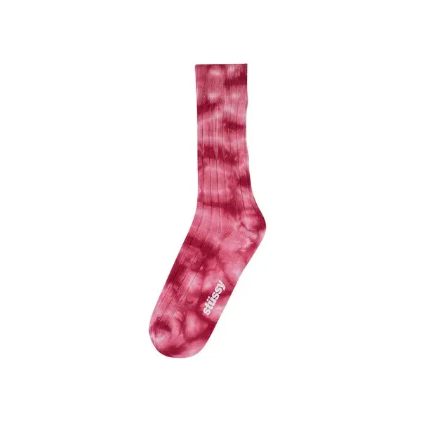 StÜssy Dyed Ribbed Crew Socks - Pink