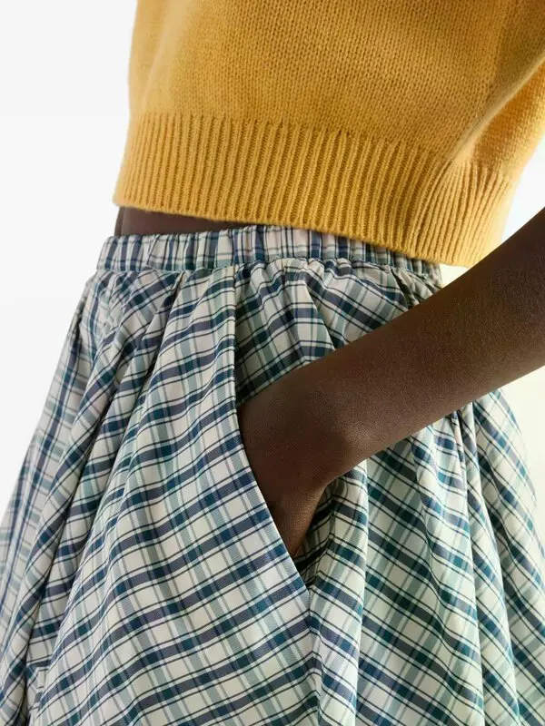 Prada Checked Chambray Skirt - Blue