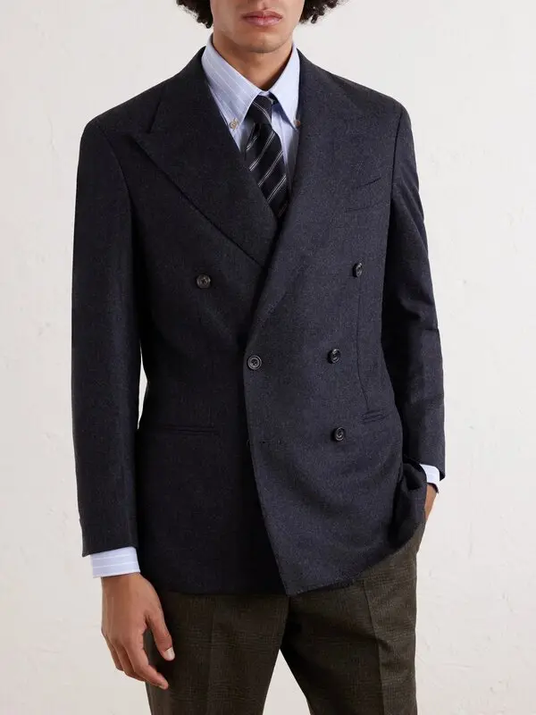 J. MUESER Waverly Double-breasted Virgin Wool Suit Jacket