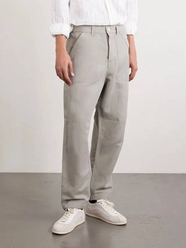 Brunello Cucinelli Straight-leg Linen And Cotton-blend Trousers - Gray