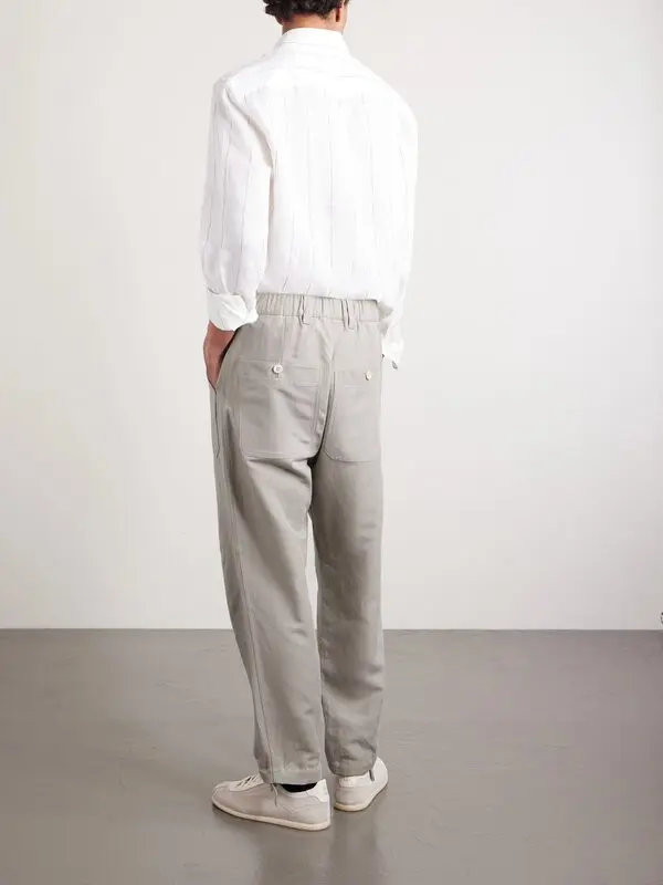Brunello Cucinelli Straight-leg Linen And Cotton-blend Trousers - Gray