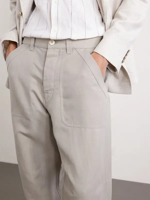 Brunello Cucinelli Straight-leg Linen And Cotton-blend Trousers - Gray