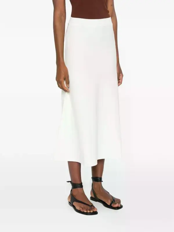 P.a.r.o.s.h Elasticated Waistband Midi Skirt - White