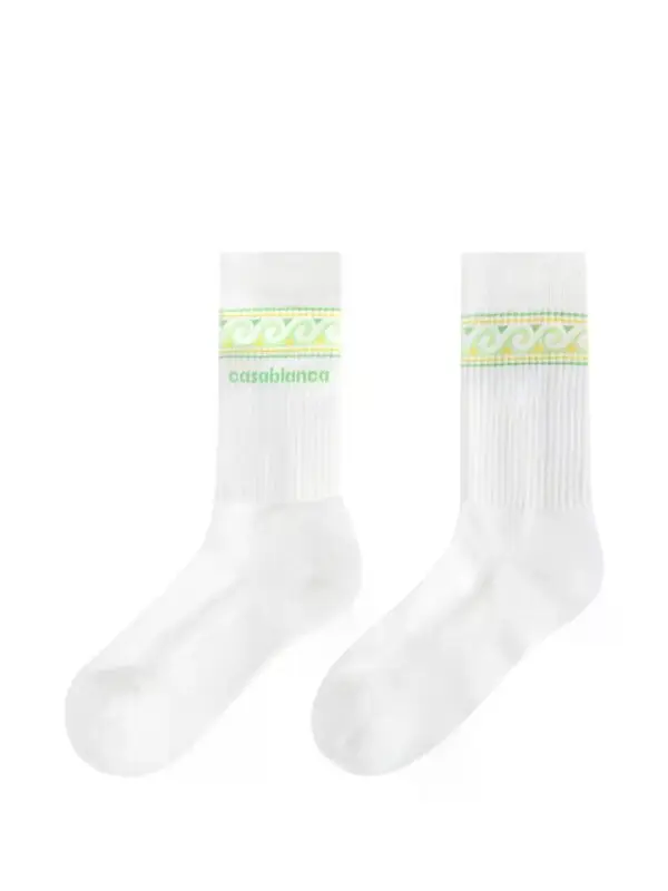 Casablanca Knitted Wave Ankle Socks - White