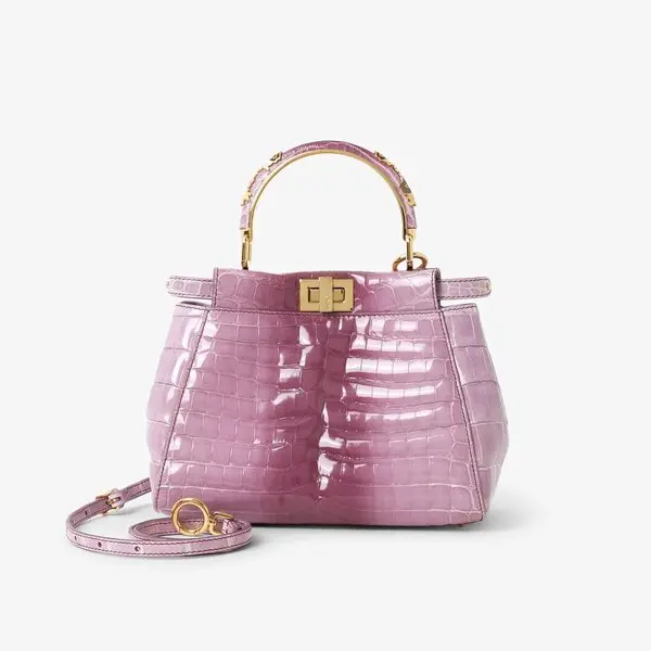 Fendi Peekaboo Mini Bag In Agate Crocodile Leather