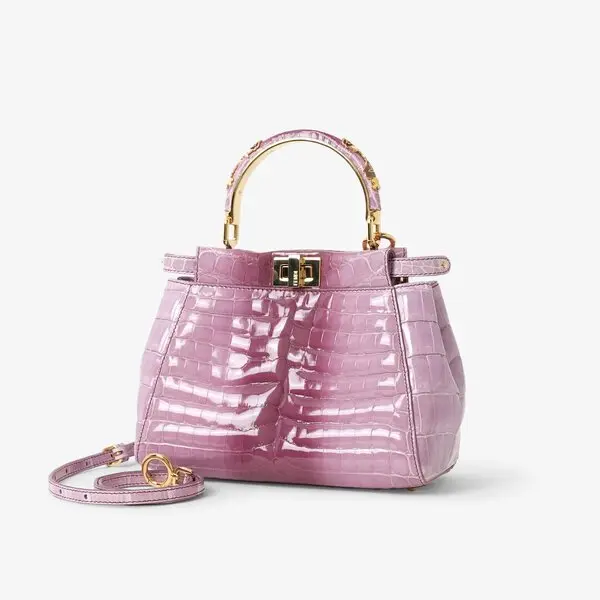 Fendi Peekaboo Mini Bag In Agate Crocodile Leather