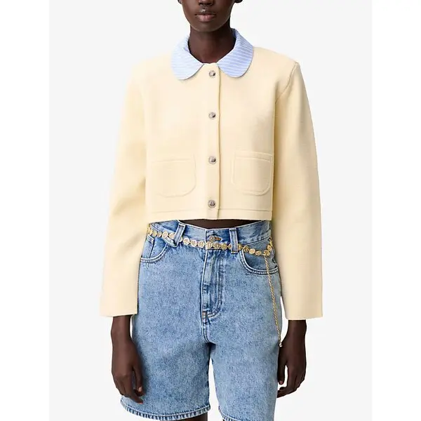 Claudie Pierlot Collared Knitted Cardigan - Ecru