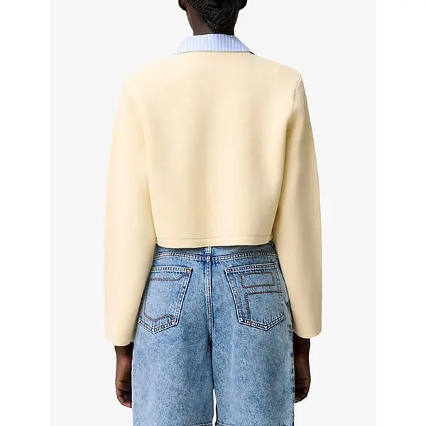 Claudie Pierlot Collared Knitted Cardigan - Ecru