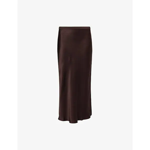 ANINE BING Silk Midi Skirt - Deep Brown