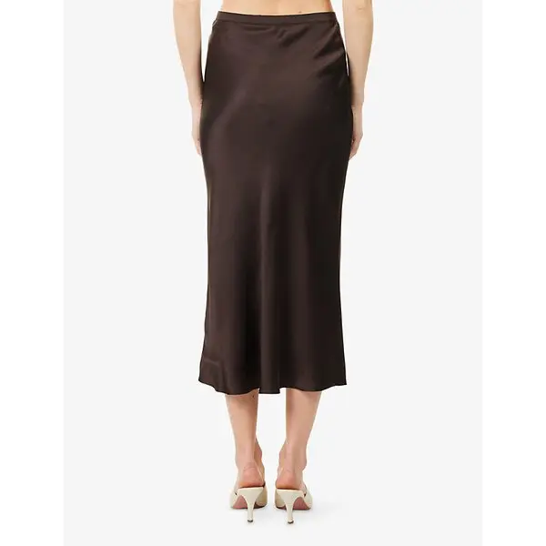 ANINE BING Silk Midi Skirt - Deep Brown