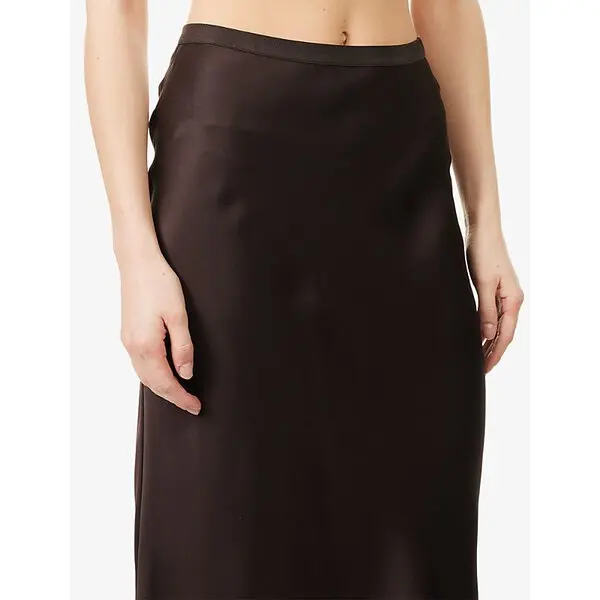 ANINE BING Silk Midi Skirt - Deep Brown