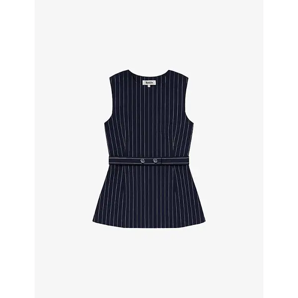 RO&ZO Pinstripe Long-line Woven Top