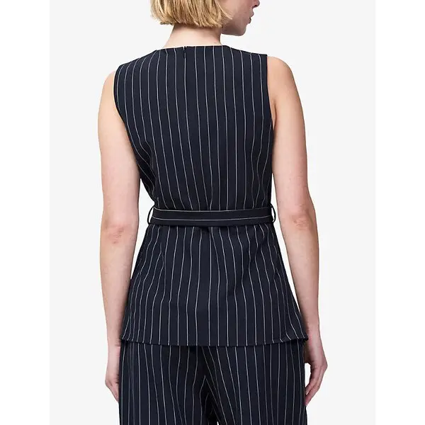RO&ZO Pinstripe Long-line Woven Top