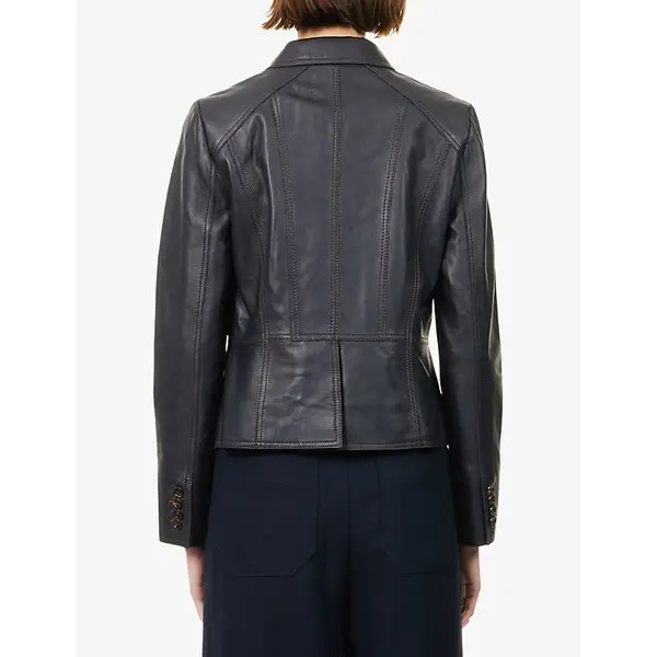 ME+EM Cropped Fitted Leather Blazer
