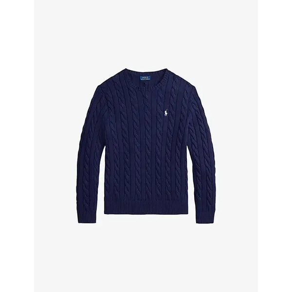 Polo Ralph Lauren Crewneck Cable-knit Cotton Jumper - Bright Navy