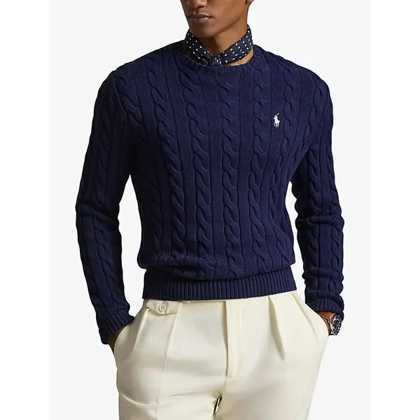 Polo Ralph Lauren Crewneck Cable-knit Cotton Jumper - Bright Navy