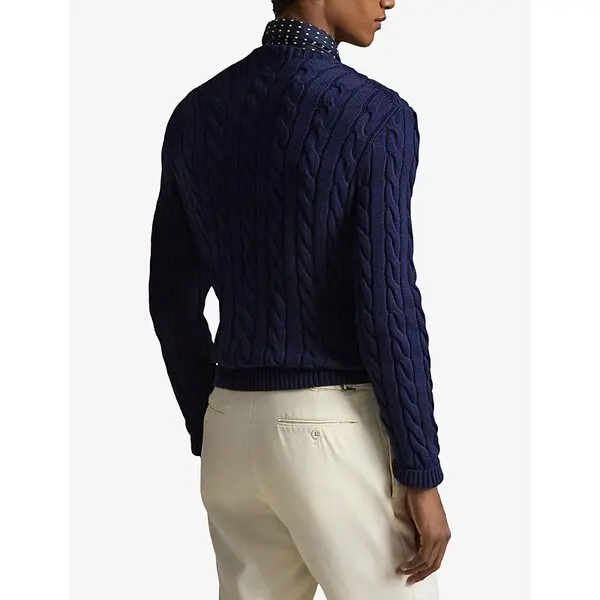 Polo Ralph Lauren Crewneck Cable-knit Cotton Jumper - Bright Navy