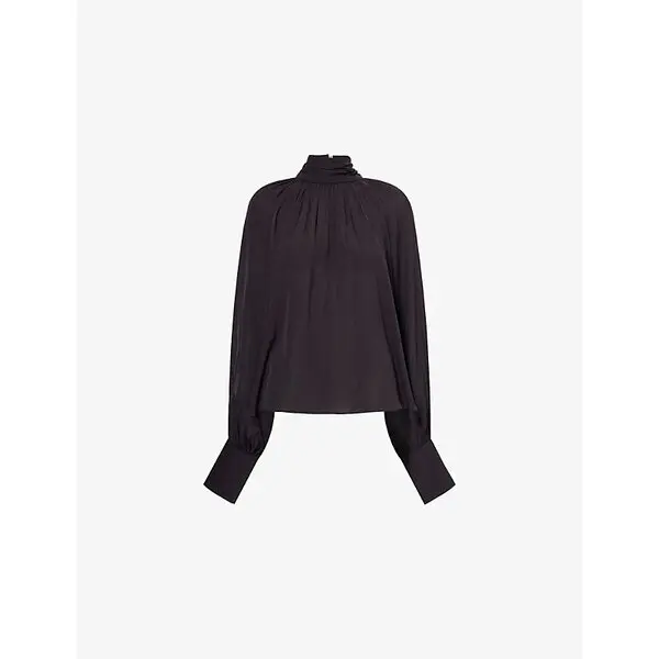 ANINE BING Anne High-neck Woven Top