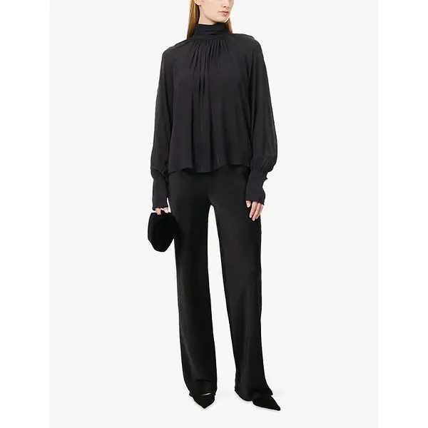 ANINE BING Anne High-neck Woven Top