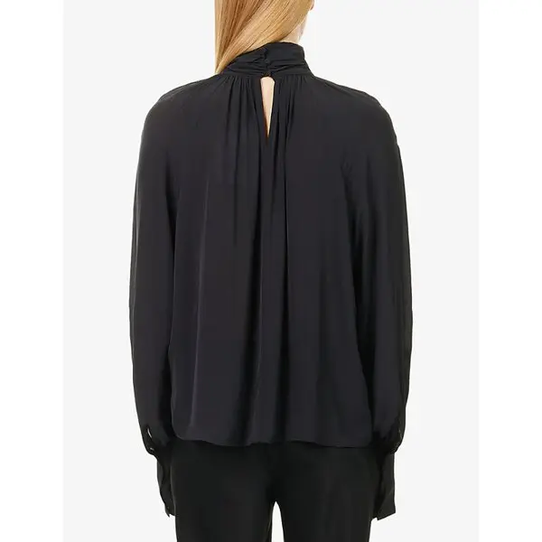 ANINE BING Anne High-neck Woven Top