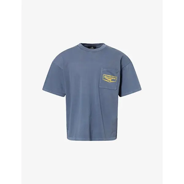 REPRESENT Nothing Faster Graphic-print Cotton T-shirt - Indigo
