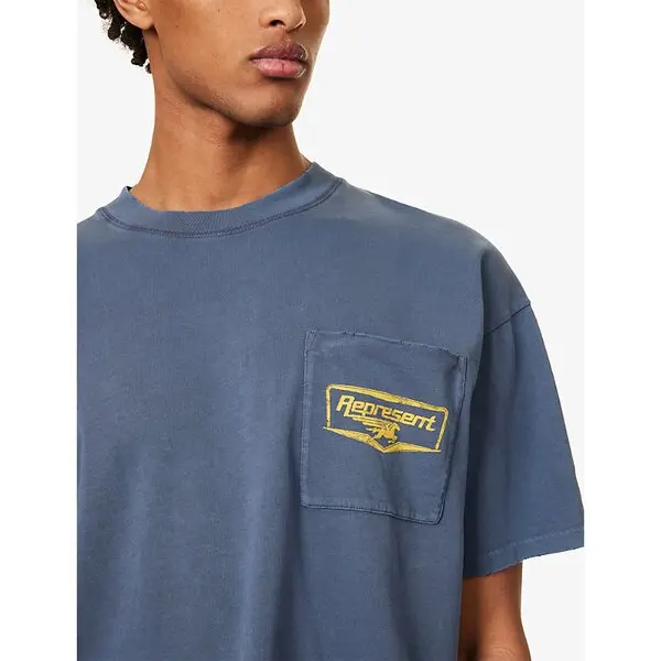 REPRESENT Nothing Faster Graphic-print Cotton T-shirt - Indigo