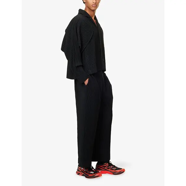 Issey Miyake Homme Plissé Month Straight-leg Pleated Knitted Trousers - Black