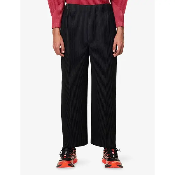 Issey Miyake Homme Plissé Month Straight-leg Pleated Knitted Trousers - Black