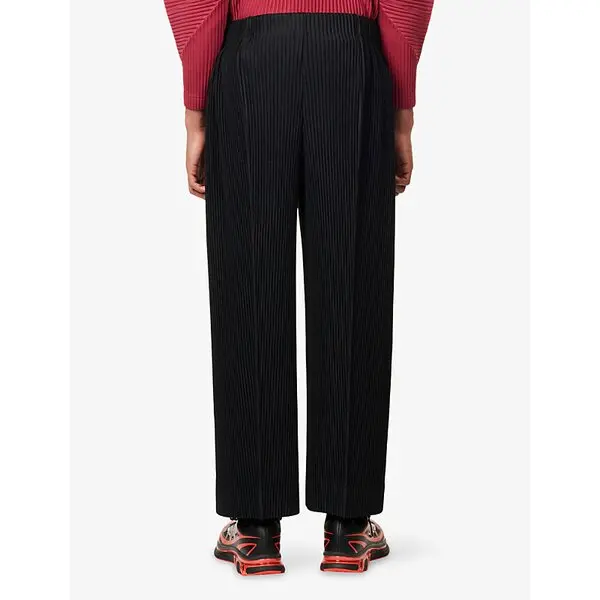 Issey Miyake Homme Plissé Month Straight-leg Pleated Knitted Trousers - Black
