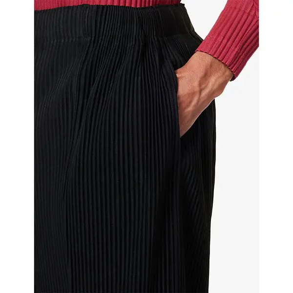 Issey Miyake Homme Plissé Month Straight-leg Pleated Knitted Trousers - Black