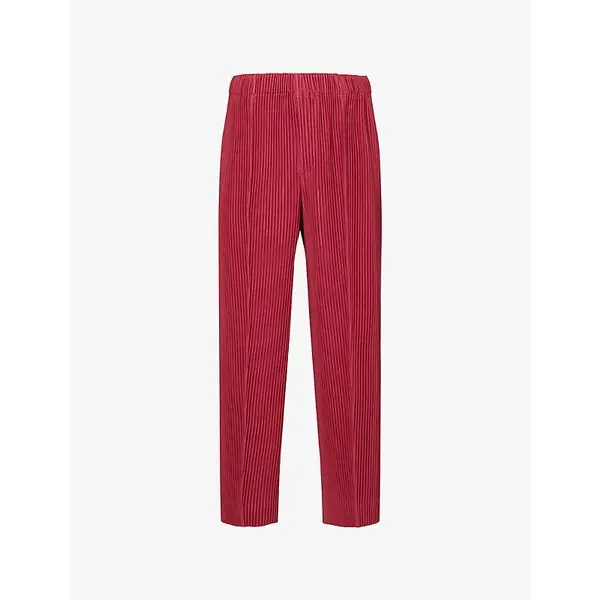 Issey Miyake Homme Plissé Month Straight-leg Pleated Knitted Trousers - Liguria Grape Red