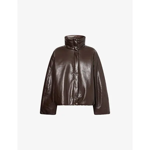 ANINE BING Cyrus Funnel-neck Leather-blend Jacket