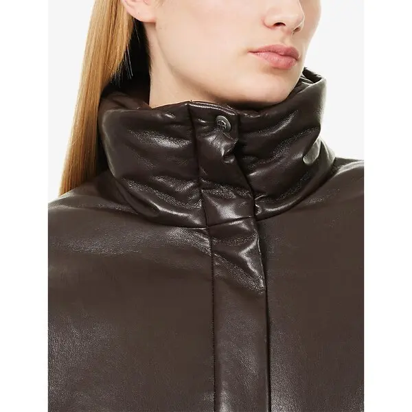 ANINE BING Cyrus Funnel-neck Leather-blend Jacket