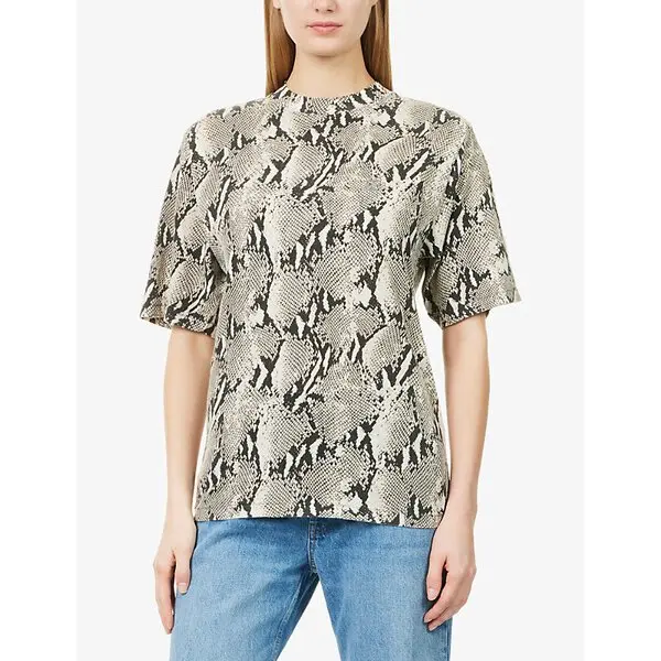 ANINE BING Python-print Cotton T-shirt