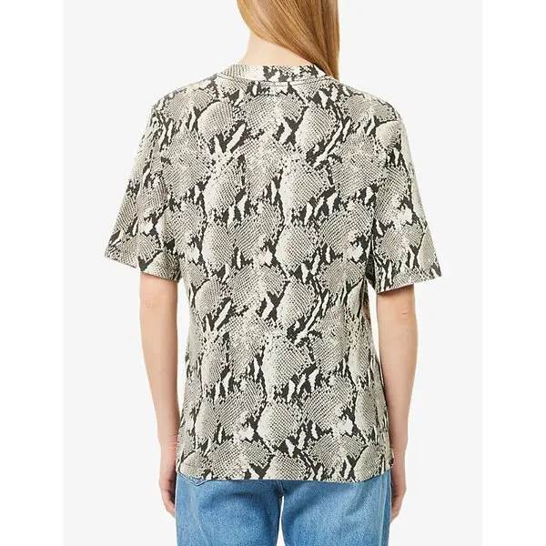 ANINE BING Python-print Cotton T-shirt