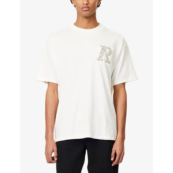 REPRESENT Western Initial Graphic-embroidered Cotton T-shirt - Flat White