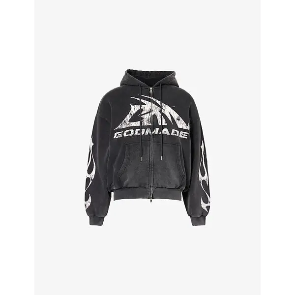 GODMADE Graphic-print Washed Cotton Hoody