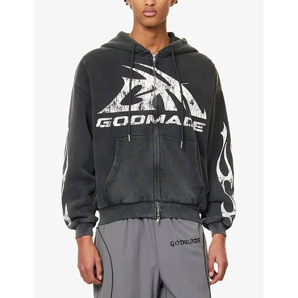 GODMADE Graphic-print Washed Cotton Hoody