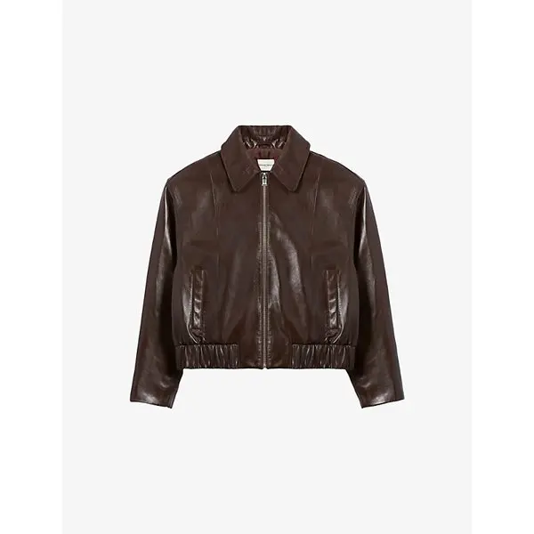 Claudie Pierlot Collared Zip-up Leather Jacket