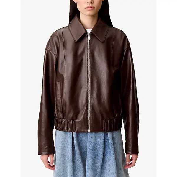 Claudie Pierlot Collared Zip-up Leather Jacket