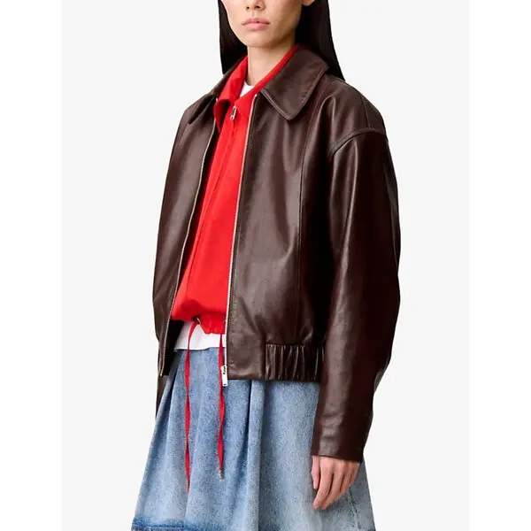 Claudie Pierlot Collared Zip-up Leather Jacket