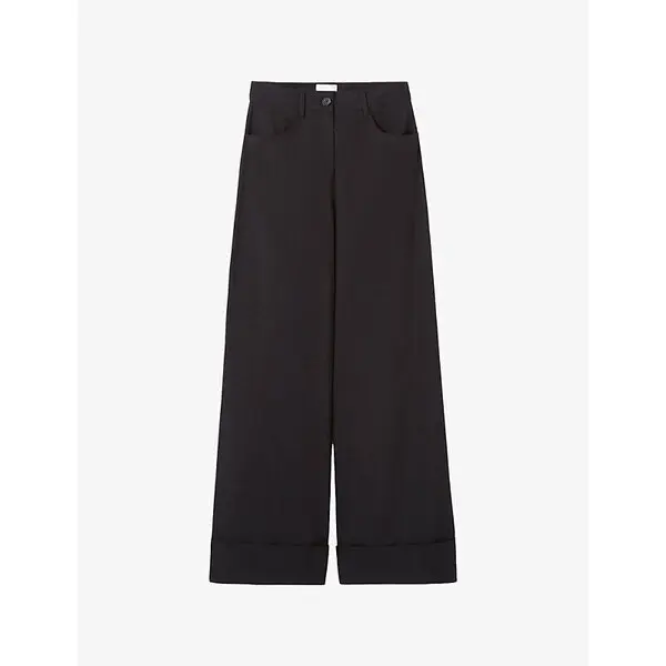 Claudie Pierlot Wide-leg High-rise Cotton Trousers