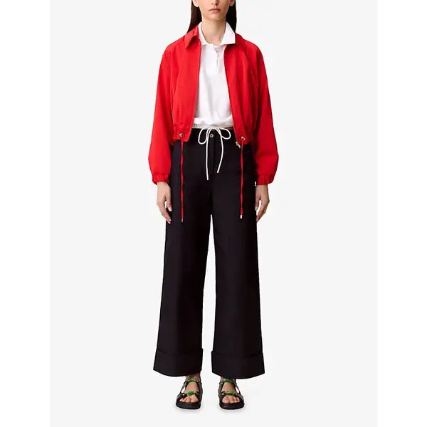 Claudie Pierlot Wide-leg High-rise Cotton Trousers
