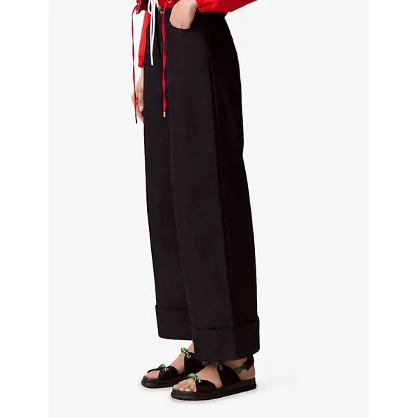 Claudie Pierlot Wide-leg High-rise Cotton Trousers