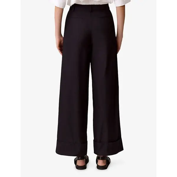 Claudie Pierlot Wide-leg High-rise Cotton Trousers