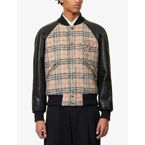Burberry Rosewell Leather-sleeves Wool-blend Jacket
