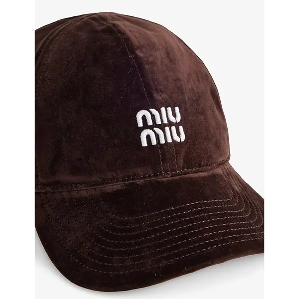 Miu Miu Logo Embroidered Corduroy Cap